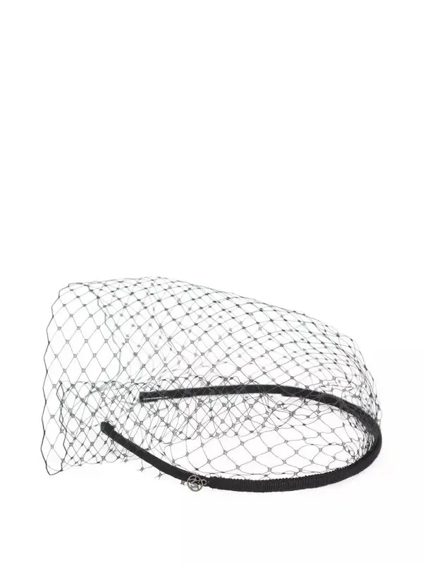 MAISON MICHEL Veil-detail Hair Band - Black
