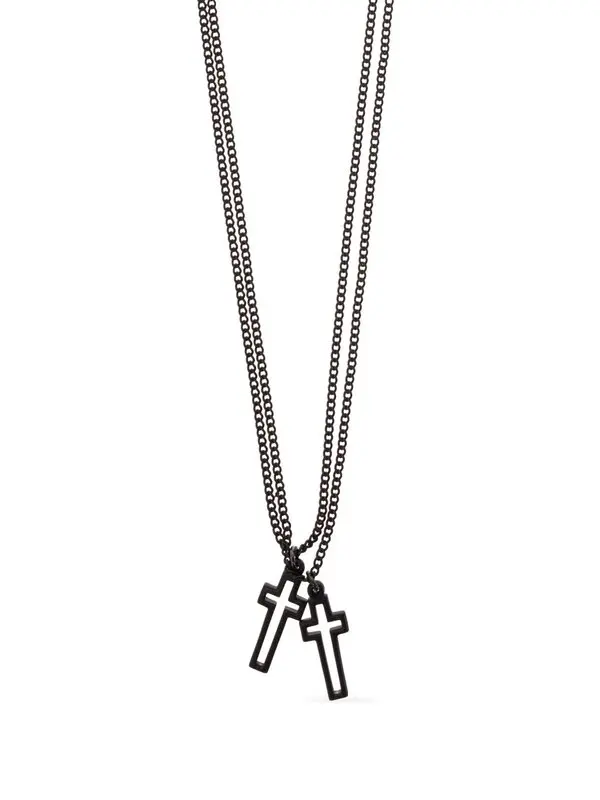 Dsquared2 Double Cross Pendant Necklace In Black - 31% Off