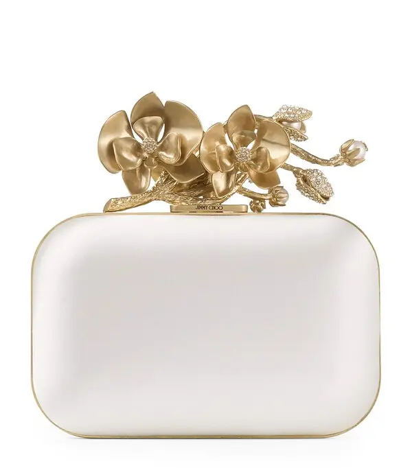 JIMMY CHOO Cloud Satin Clutch Bag - Ivory