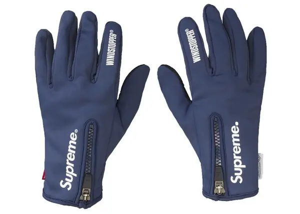 Supreme Windstopper Zip Gloves - Navy Blue