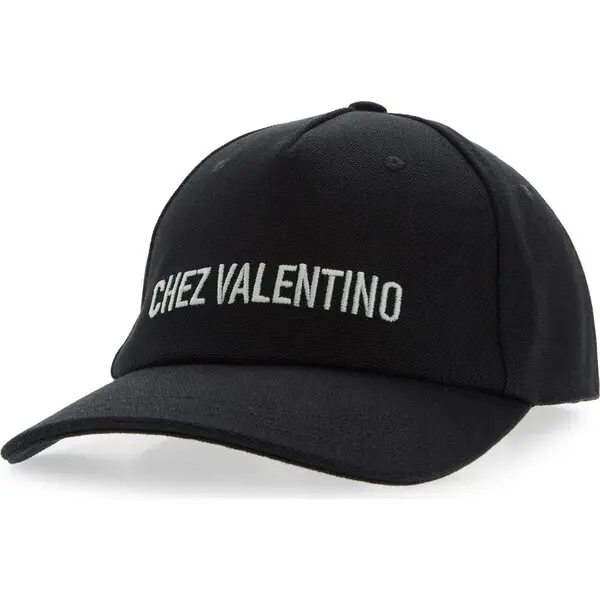 Valentino Garavani Chez Embroidered Baseball Cap - Black/ Ivory