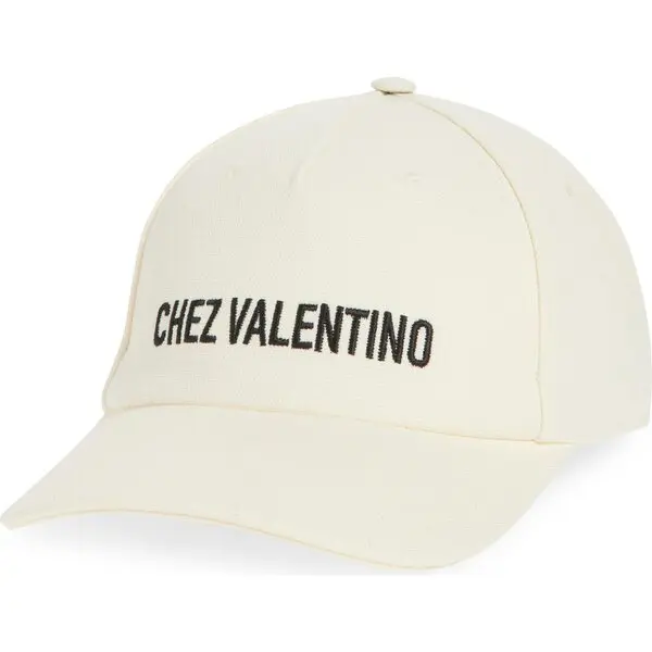 Valentino Garavani Chez Embroidered Baseball Cap - Ivory/ Black