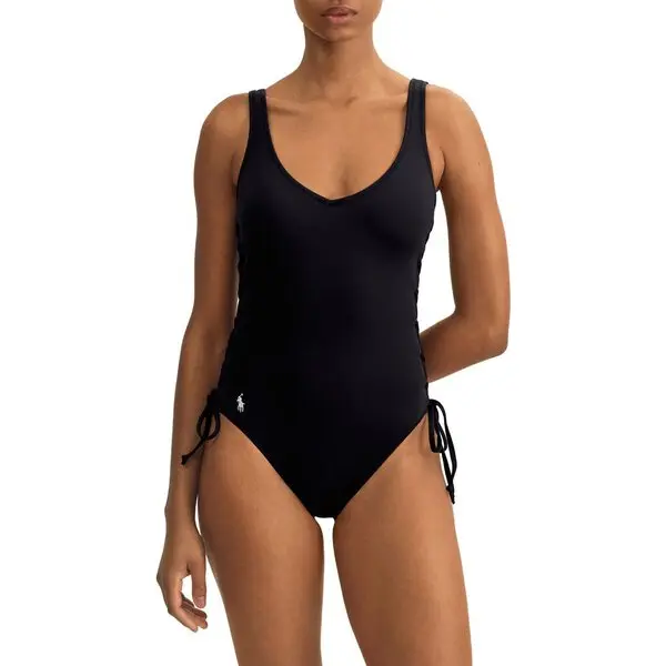 Polo Ralph Lauren Lace-up One-piece Swimsuit - Black