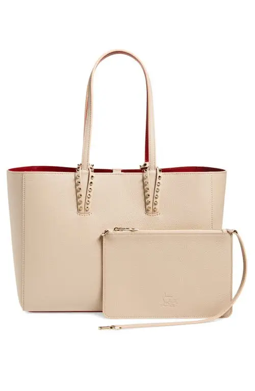 CHRISTIAN LOUBOUTIN Small Cabata Soft Leather Tote - Pearl/gold