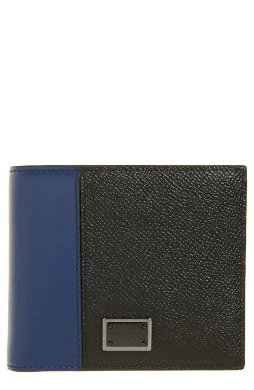 Dolce & Gabbana Dauphine Leather Bifold Wallet - 8f701 Nero/ Blu Notte