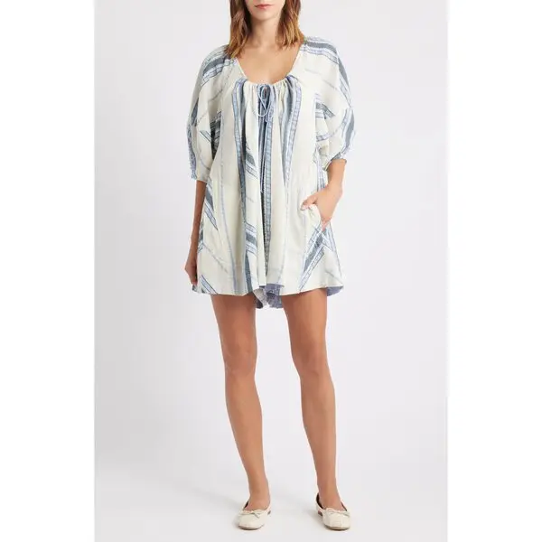 Free People Bop Around Stripe Romper - Seaside Stripe Ivory