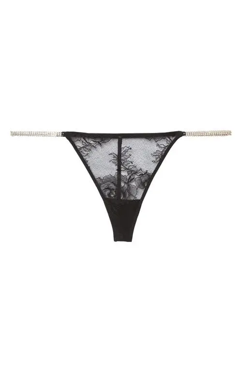 Fleur Du Mal Crystal Bouquet Lace G-string - Black