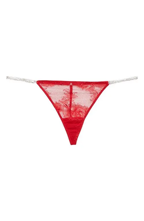 Fleur Du Mal Crystal Bouquet Lace G-string - Rouge
