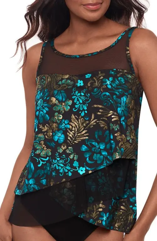 MIRACLESUIT® Flor De Mare Mirage Tankini Top - Black/ Multi