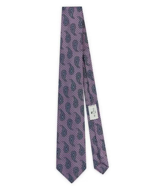 Etro Paisley-print Neck Tie - Purple