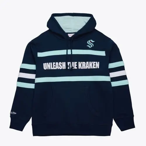 Mitchell & Ness Deep Sea Blue Seattle Kraken Head Coach Slogan Pullover Hoodie
