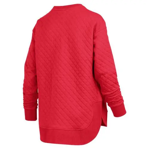 PRESSBOX Wisconsin Badgers Quilted Crewneck Long Sleeve Pullover