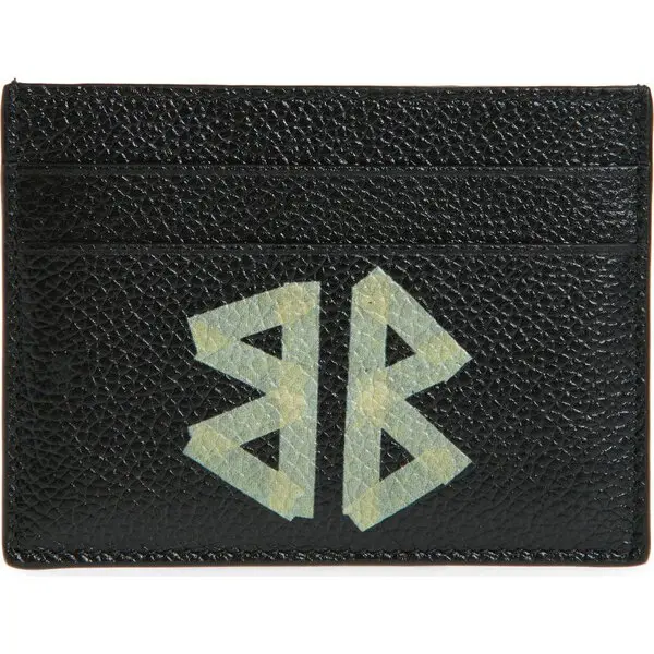 Balenciaga Cash Tape Type Logo Leather Card Holder - Black/ Light Paper