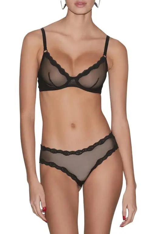 FLEUR DU MAL Fuller Cup Sheer Tulle Demi Bra - Black