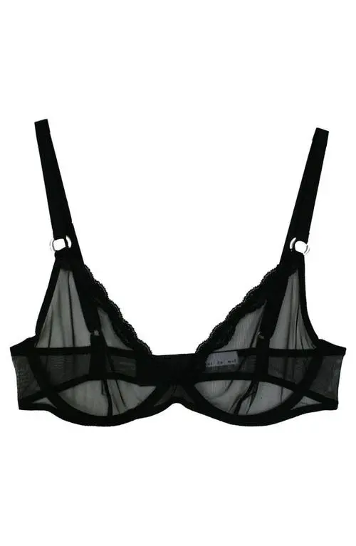 FLEUR DU MAL Fuller Cup Sheer Tulle Demi Bra - Black