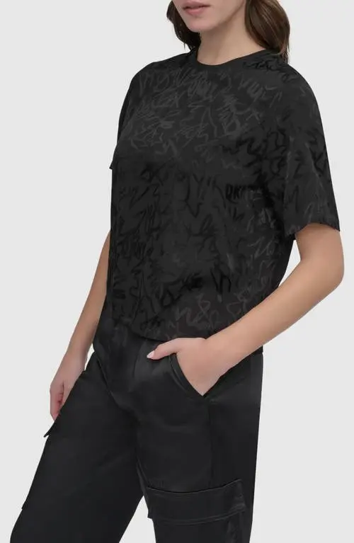 Dkny Scribble Logo Jacquard Top