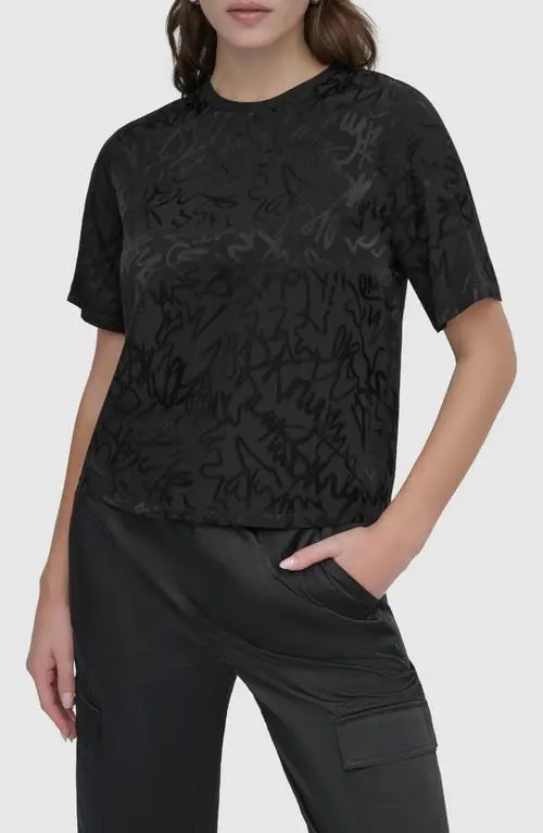 Dkny Scribble Logo Jacquard Top