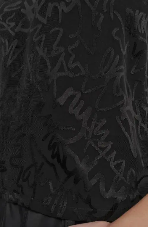 Dkny Scribble Logo Jacquard Top