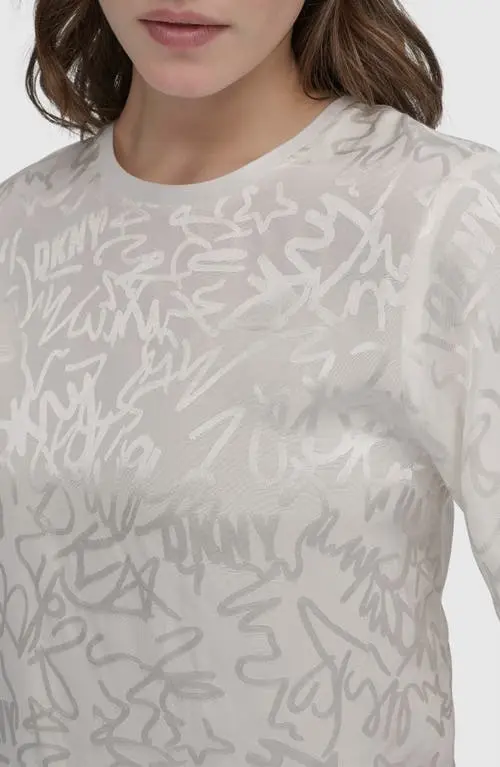 Dkny Scribble Logo Jacquard Top - Ivory