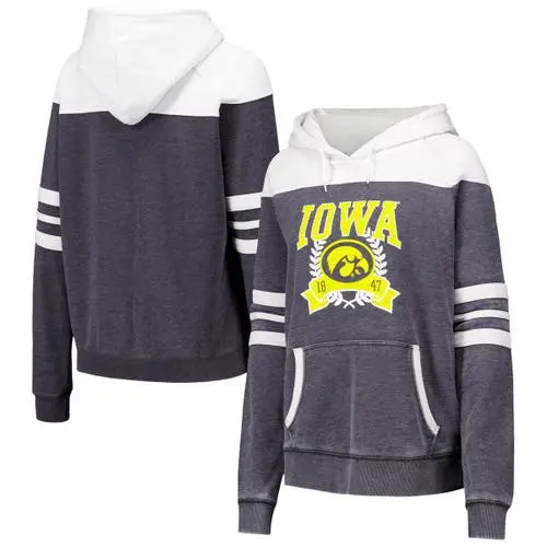 CAMP DAVID Iowa Hawkeyes Blitz Striped Blocked Raglan Pullover Hoodie