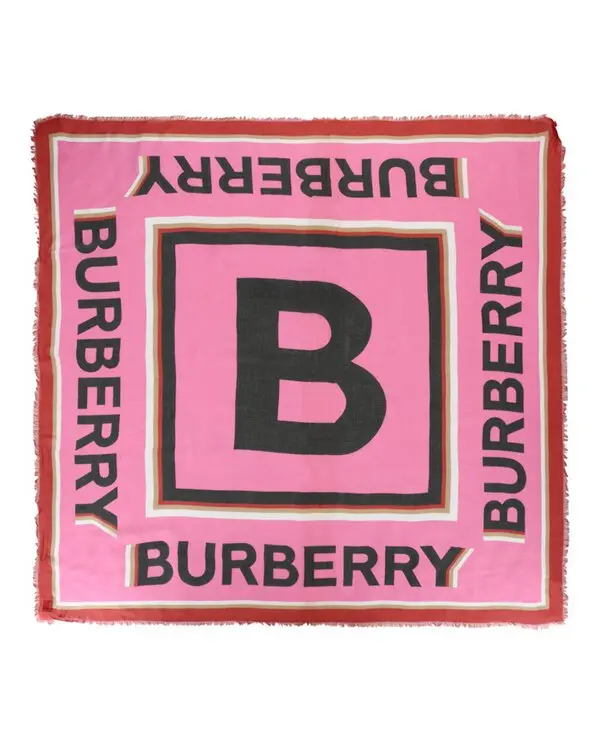 Burberry Logo Printed Scarf - Bubble Gum Pink