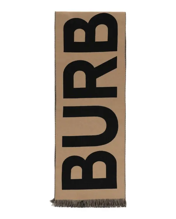 Burberry Logo Wool Scarf - Beige