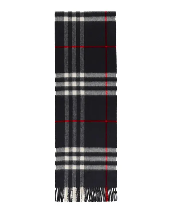 Burberry Check Cashmere Scarf - Navy Blue