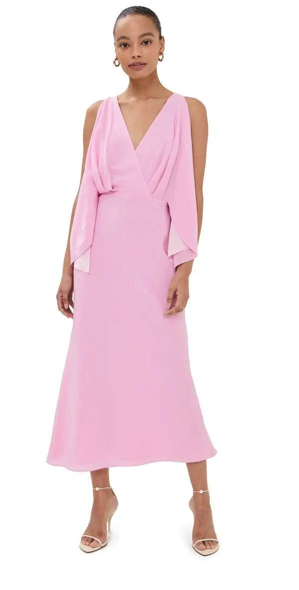 Brandon Maxwell Silk Deep V Dress In Pink 75% Off Editorialist