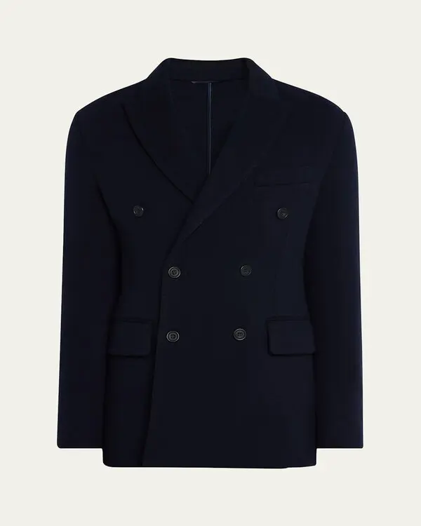 Anderson & Sheppard Double-breasted Knit Blazer