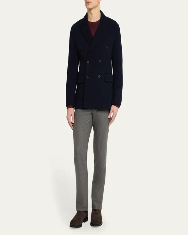 Anderson & Sheppard Double-breasted Knit Blazer
