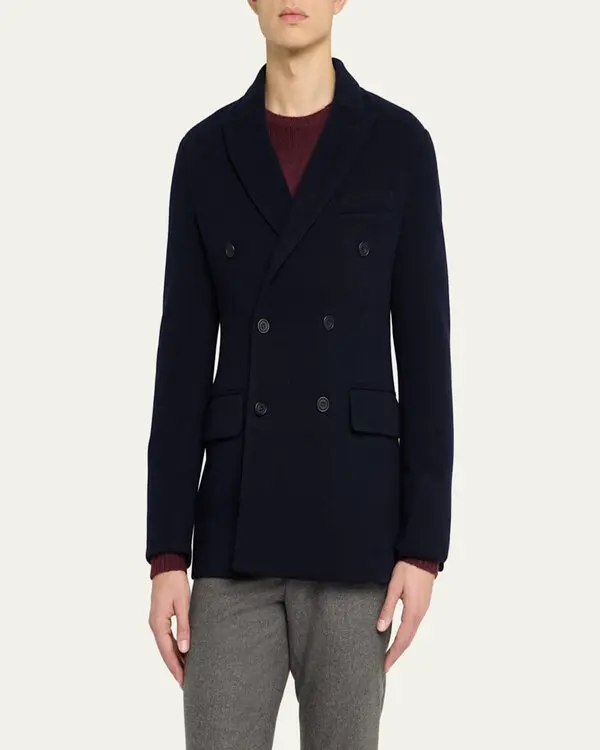 Anderson & Sheppard Double-breasted Knit Blazer