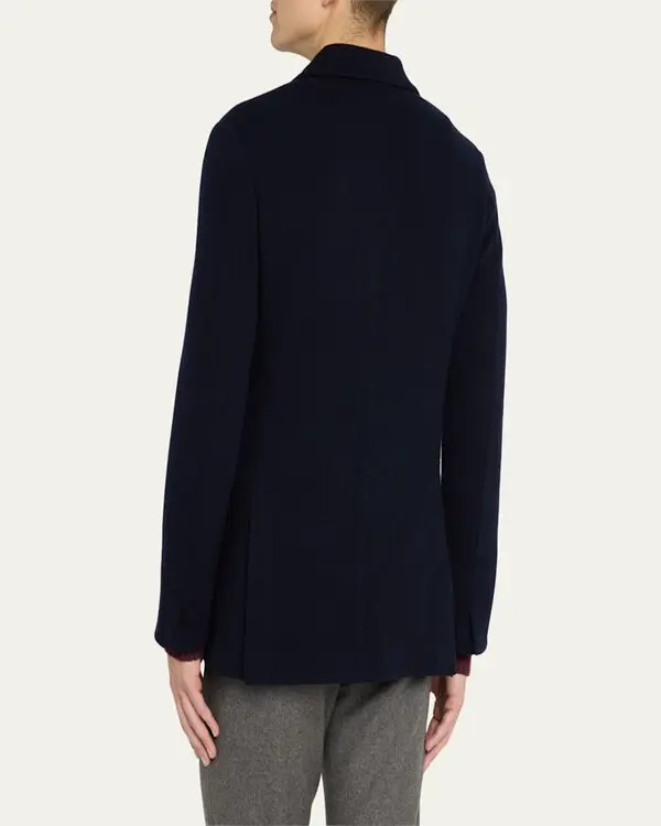 Anderson & Sheppard Double-breasted Knit Blazer