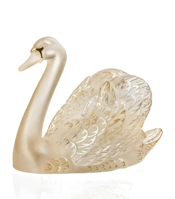 Lalique Swan Head Up Figure - Clear