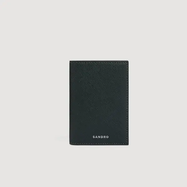 Sandro Saffiano Leather Card Holder - Green