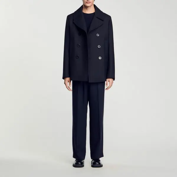 Sandro Wool Blend Double-breasted Pea Coat