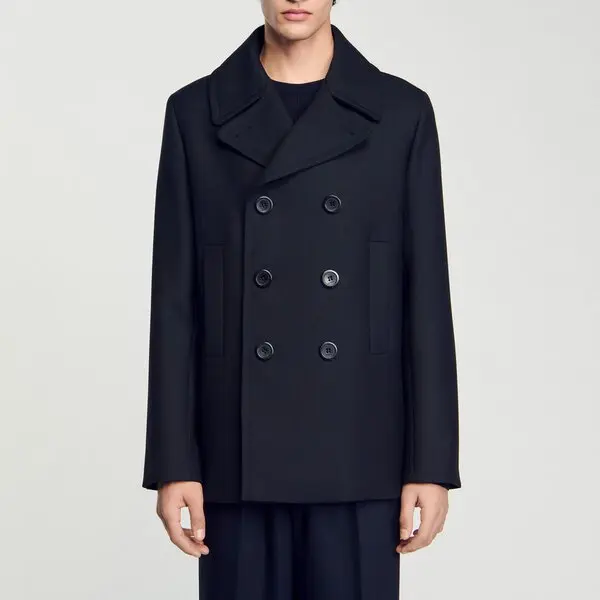 Sandro Wool Blend Double-breasted Pea Coat