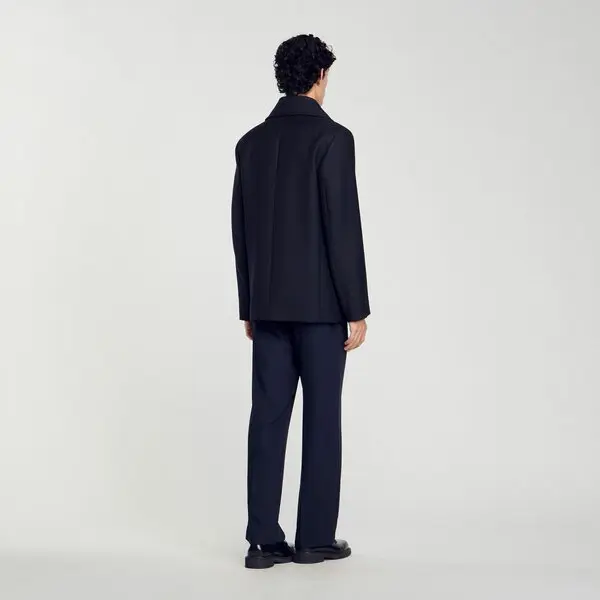 Sandro Wool Blend Double-breasted Pea Coat