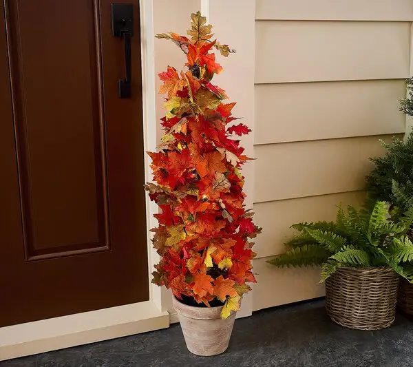 VALERIE PARR HILL As Is 3' In/outdoor Illuminated Maple Leaf Topiary - One-color