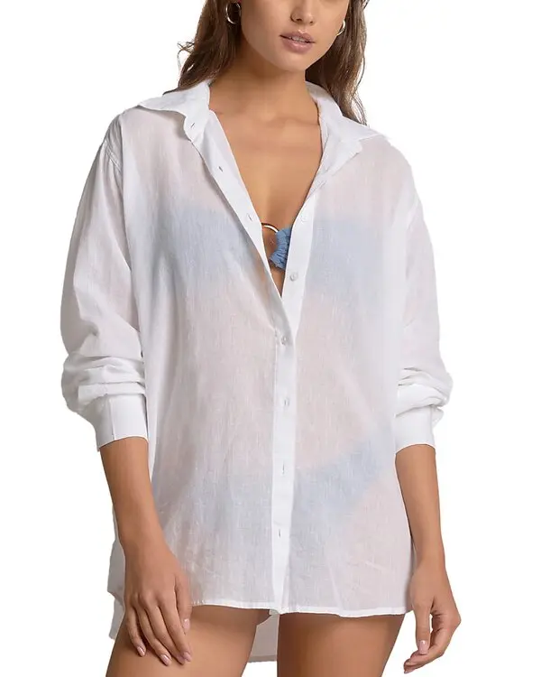 Elan Graphic Button-down Shirt - White Vibe