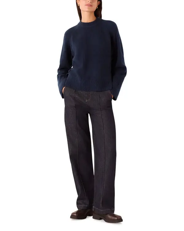 Whistles Side Split Knit Top - Navy