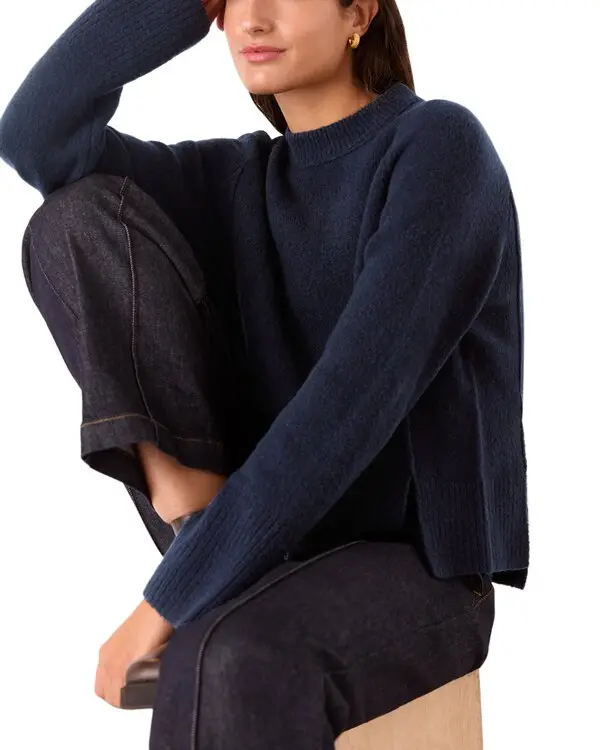 Whistles Side Split Knit Top - Navy