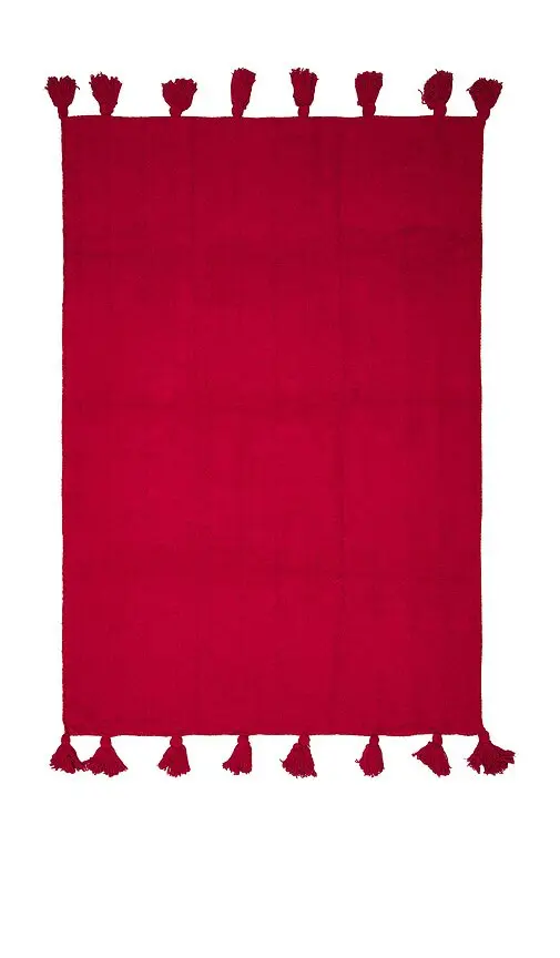 SUNDAY CITIZEN Braided Pom Pom Throw In Red