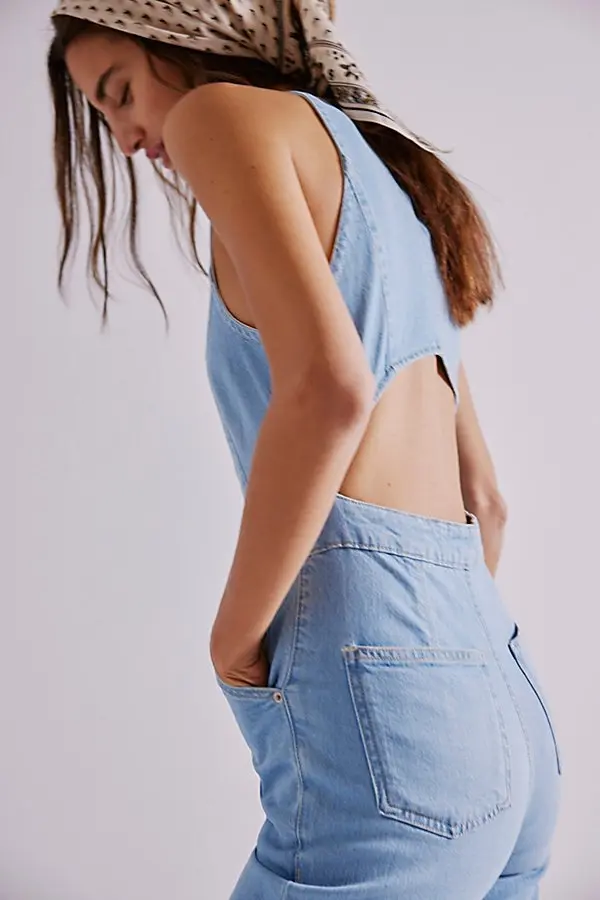 Free People We The Free Stratus Denim Jumpsuit