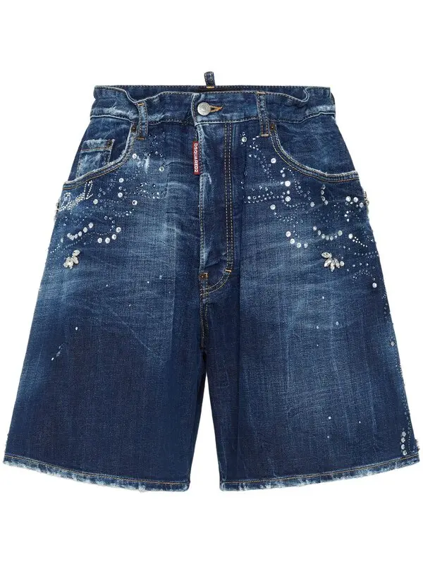 Dsquared2 Rhinestone-embellished Denim Shorts