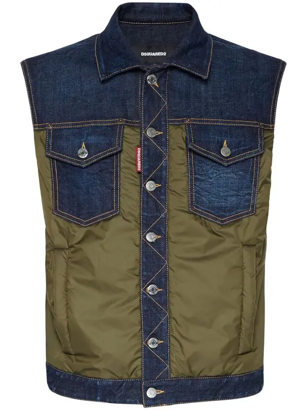 Dsquared2 Pocketed Denim Vest - Blue