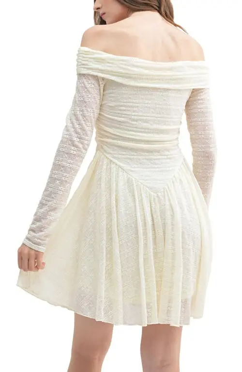 knee length dresses for ladies Lukea Lace Long Sleeve Mini Dress Cream