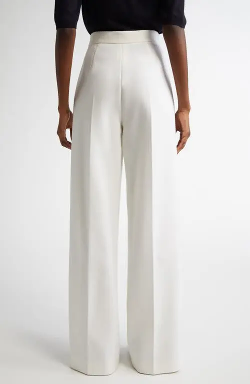 Max Mara Polonia Wide Leg Stretch Virgin Wool Pants - White