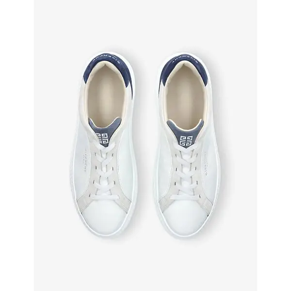Givenchy G Set Leather And Suede Low-Top Trainers In White/Navy