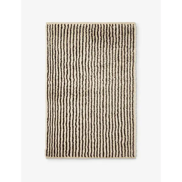 FERM LIVING Kami Knotted Striped Cotton Rug 120cm X 180cm - Off-white & Coffee