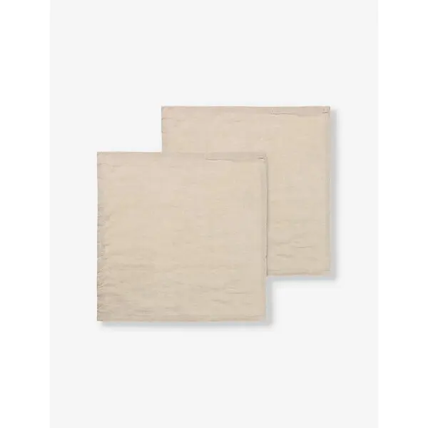 FERM LIVING Square Washed-linen Napkins Set Of Two - Natural
